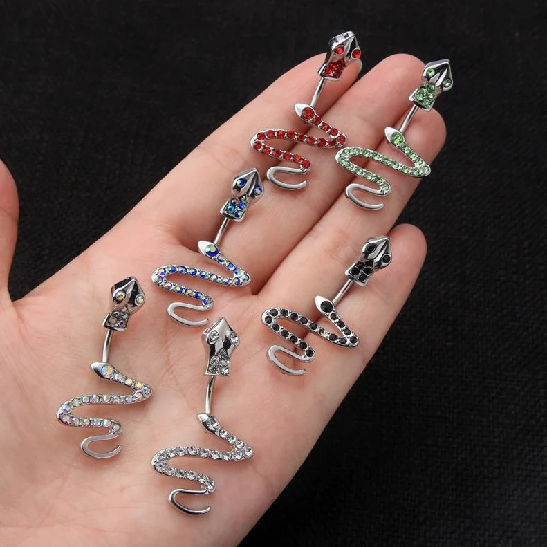 Snake Crystal Flower Gothic Belly Ring – Cosmoslay